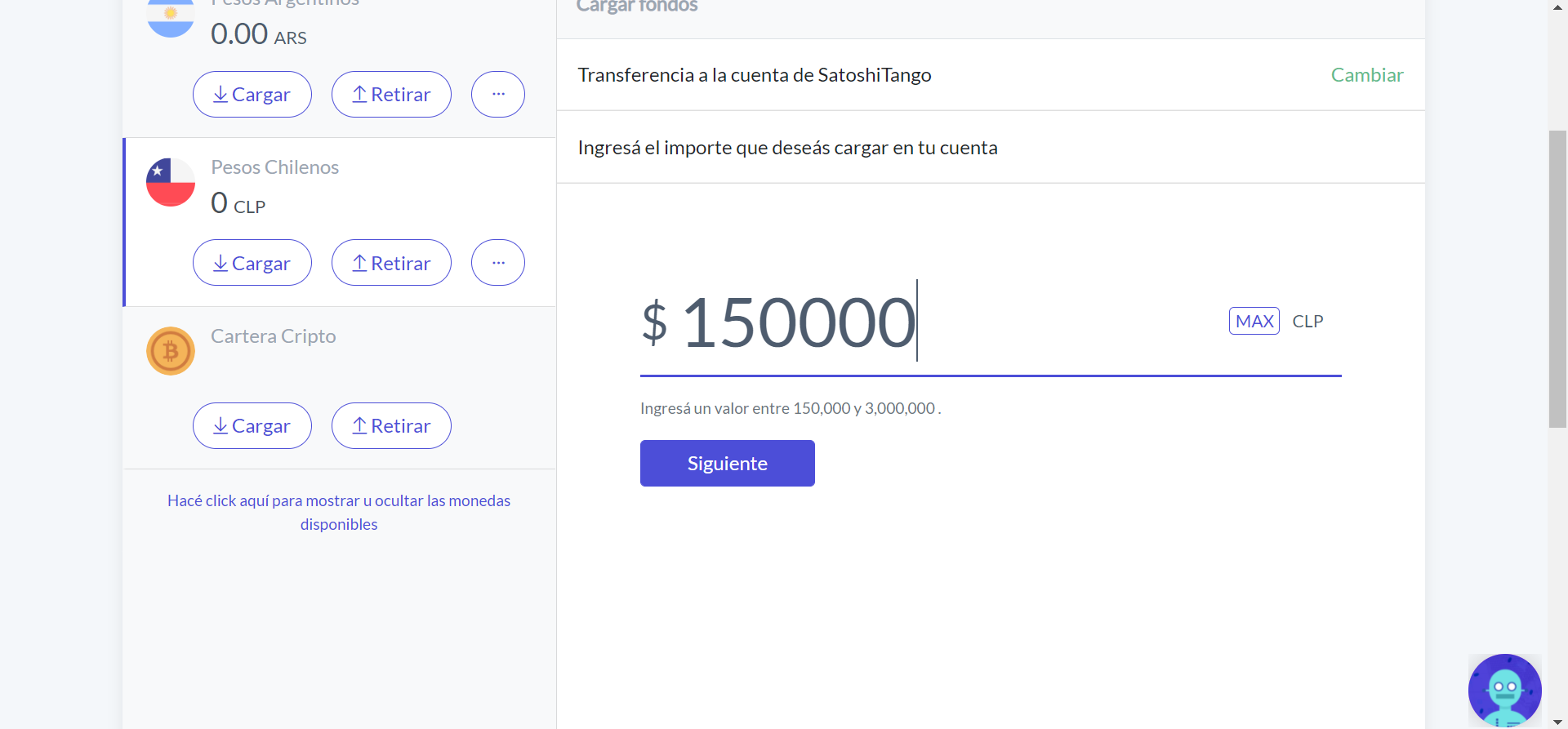 Cómo cargar dinero desde Chile - Satoshi Tango - Blog